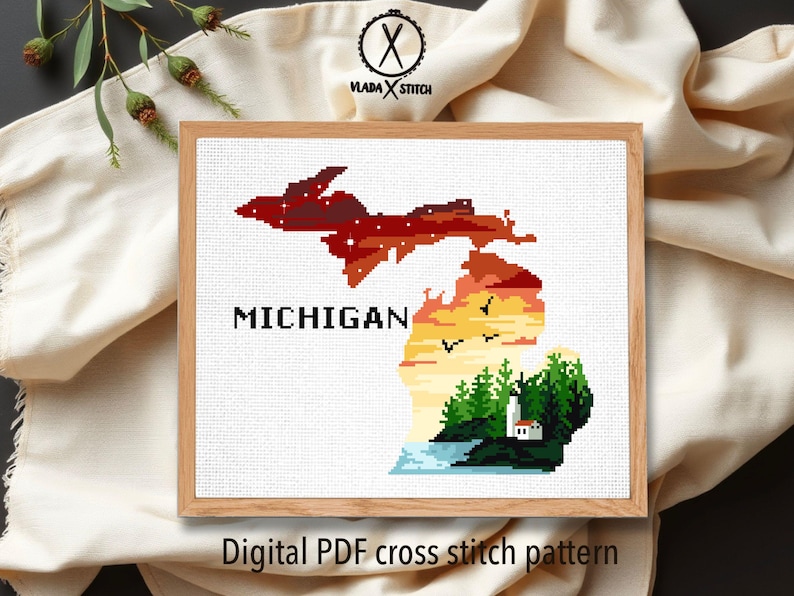 Michigan State Modern Cross Stitch Pattern, Nature Counted Cross Stitch ...