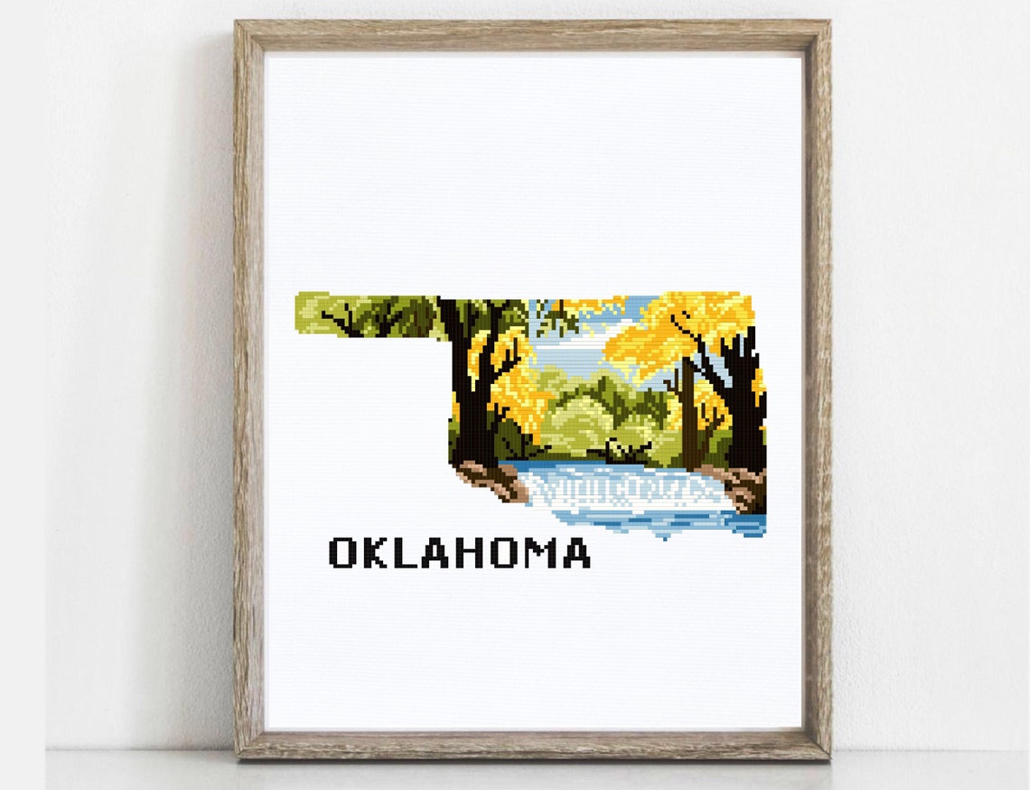 Oklahoma State Modern Cross Stitch Pattern Chickasaw National | Etsy