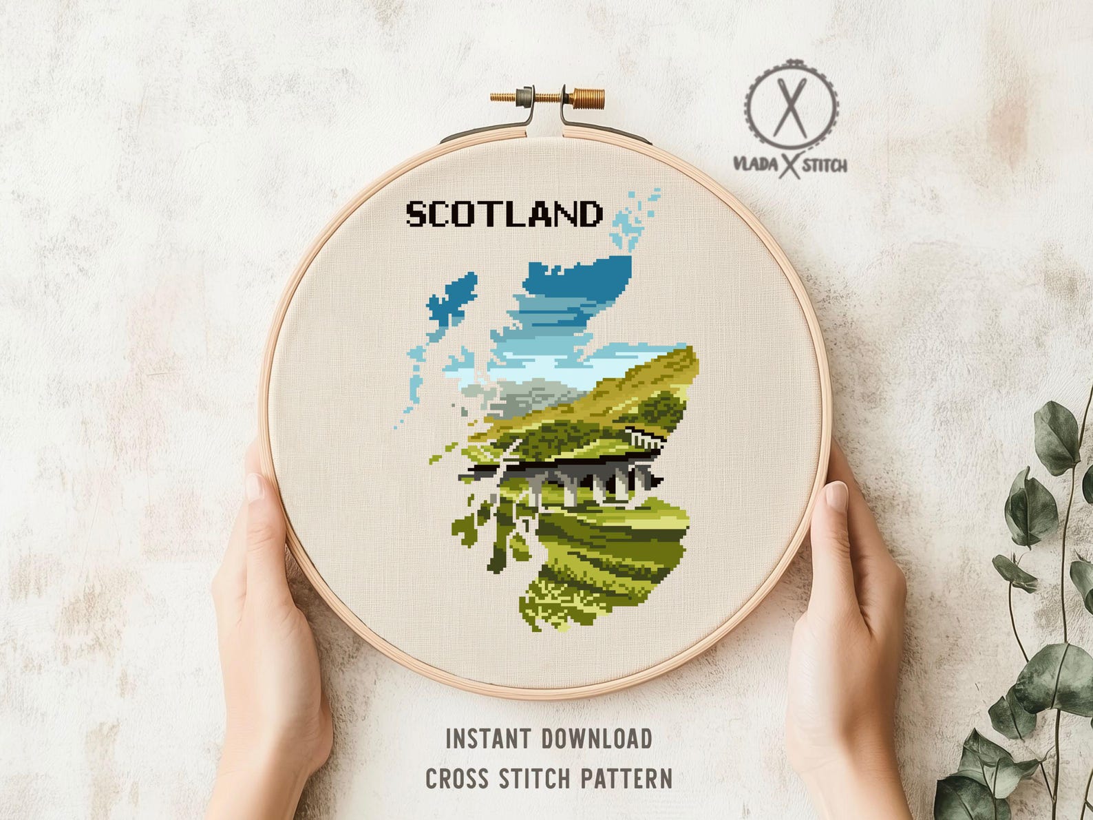 Scotland Silhouette Modern Cross Stitch Pattern, Country, Nature Easy ...