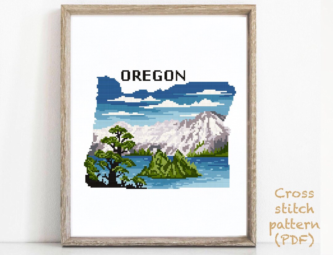 Oregon State Modern Cross Stitch Pattern, Nature Counted Cross Stitch ...