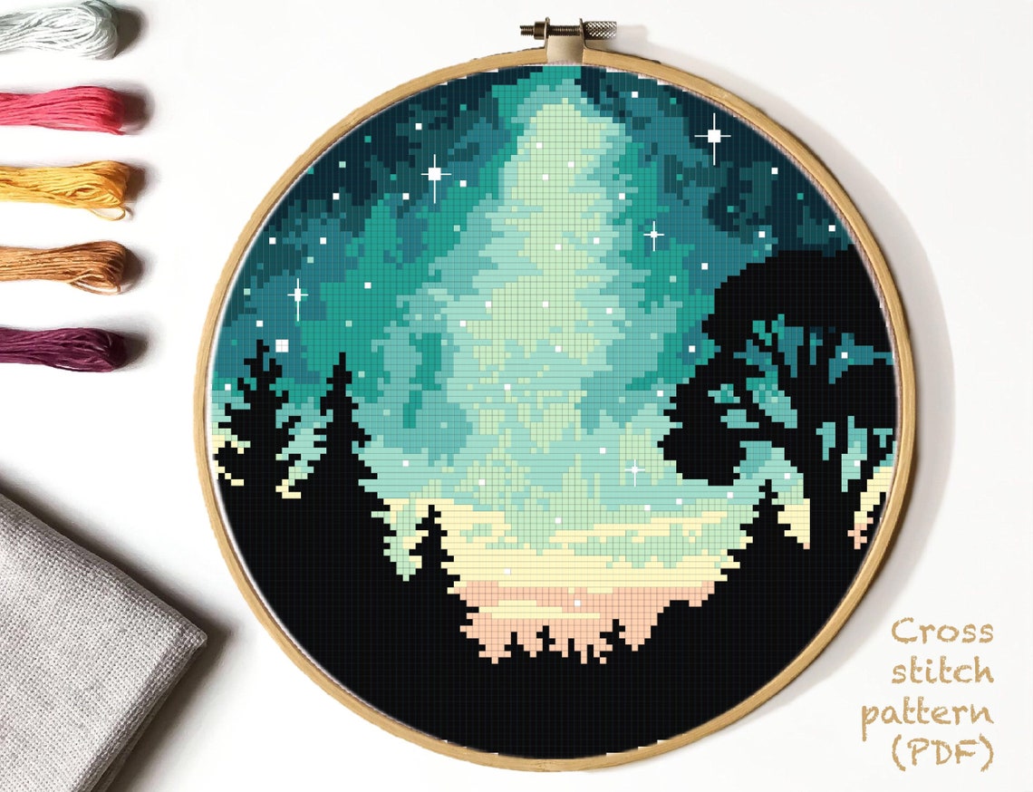 Landscape Cross Stitch Pattern Forest Counted Cross Stitch | Etsy