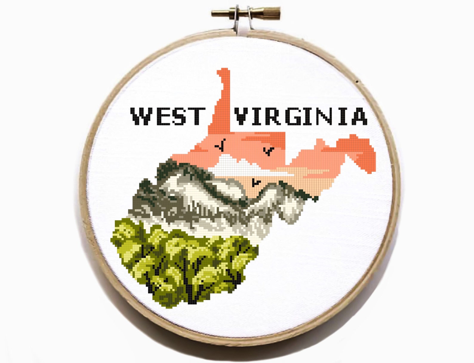 West Virginia States Modern Cross Stitch Pattern Nature Easy | Etsy