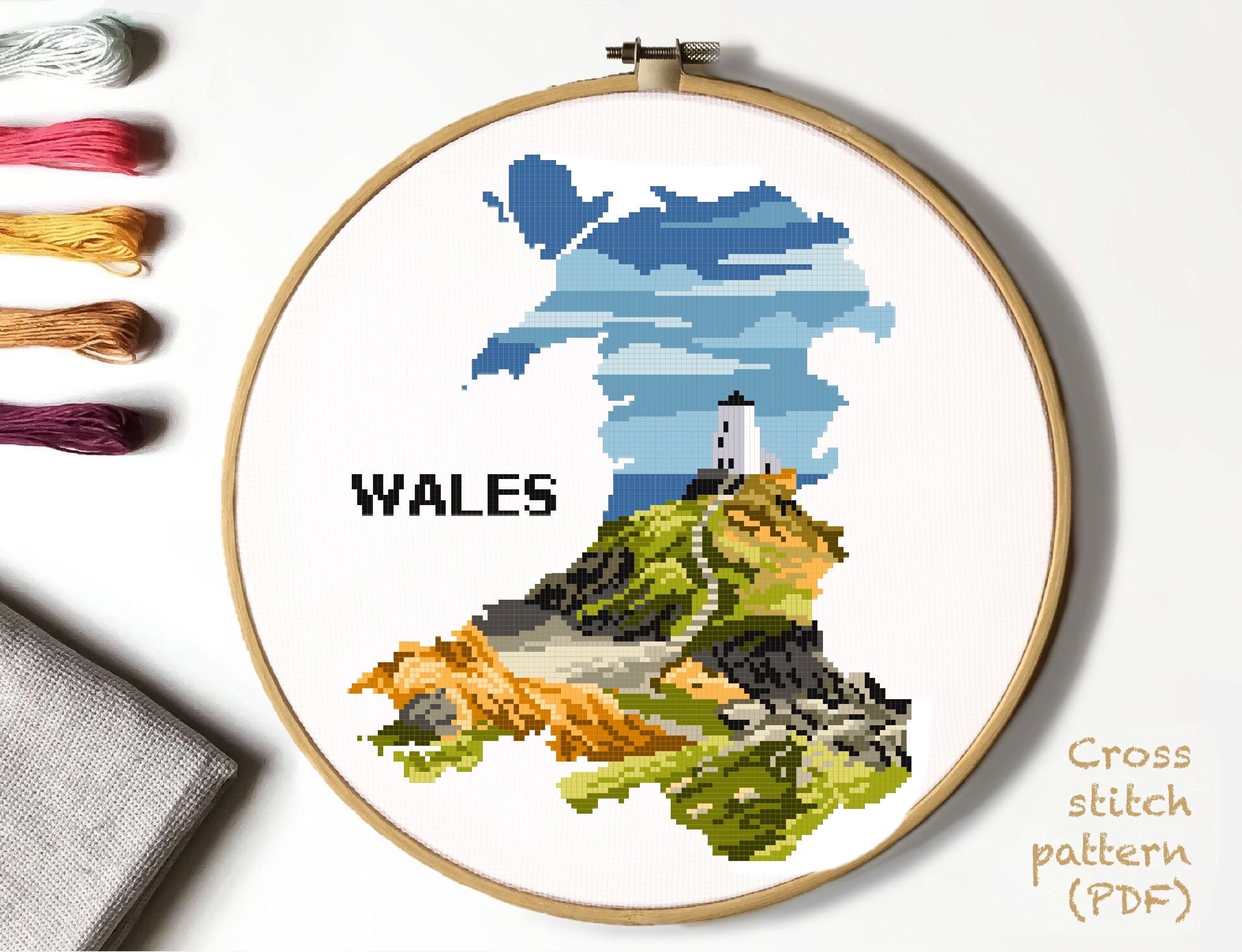 Wales Modern Cross Stitch Pattern Great Britain Country | Etsy