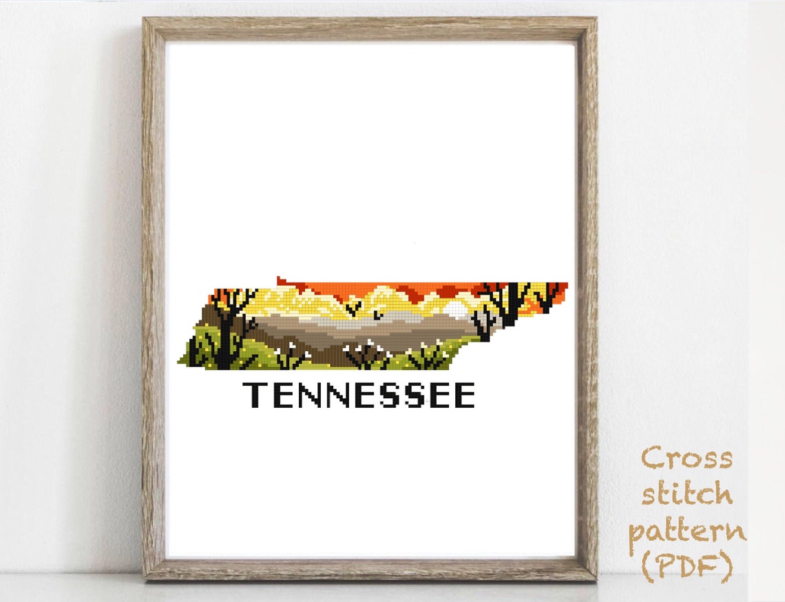 Tennessee States Modern Cross Stitch Pattern Nature Easy | Etsy