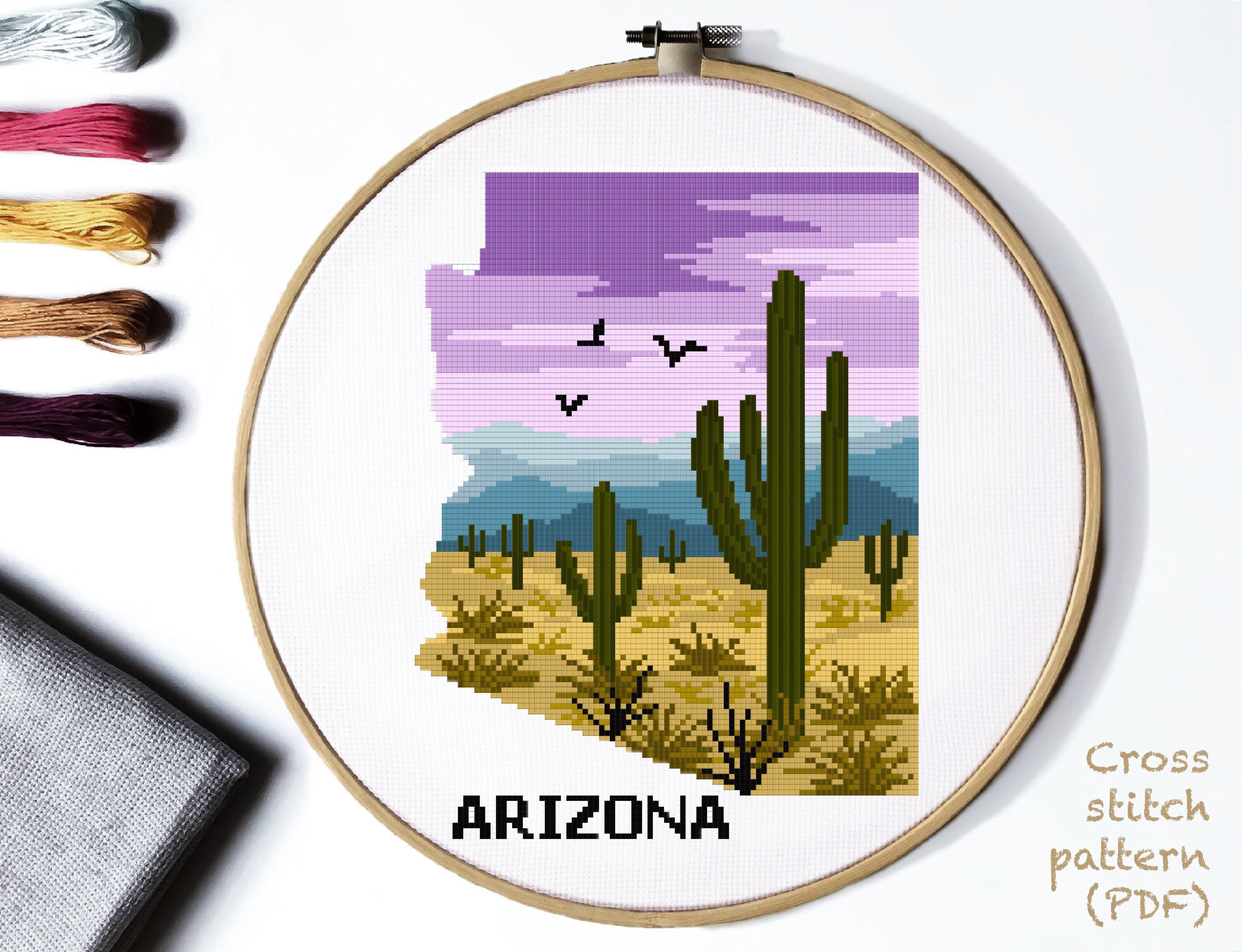 Arizona State Modern Cross Stitch Pattern Nature Counted - Etsy