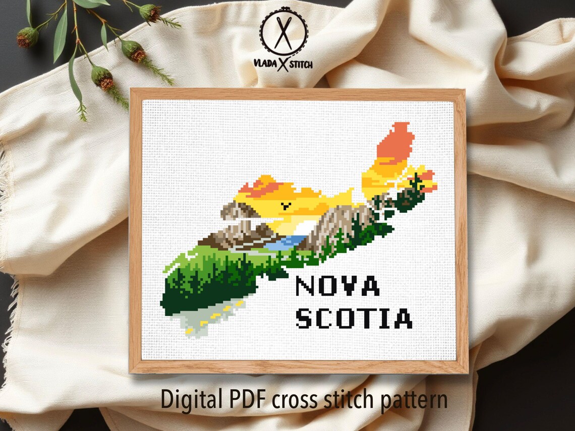 Nova Scotia Canada Modern Cross Stitch Pattern (digital PDF) - Etsy