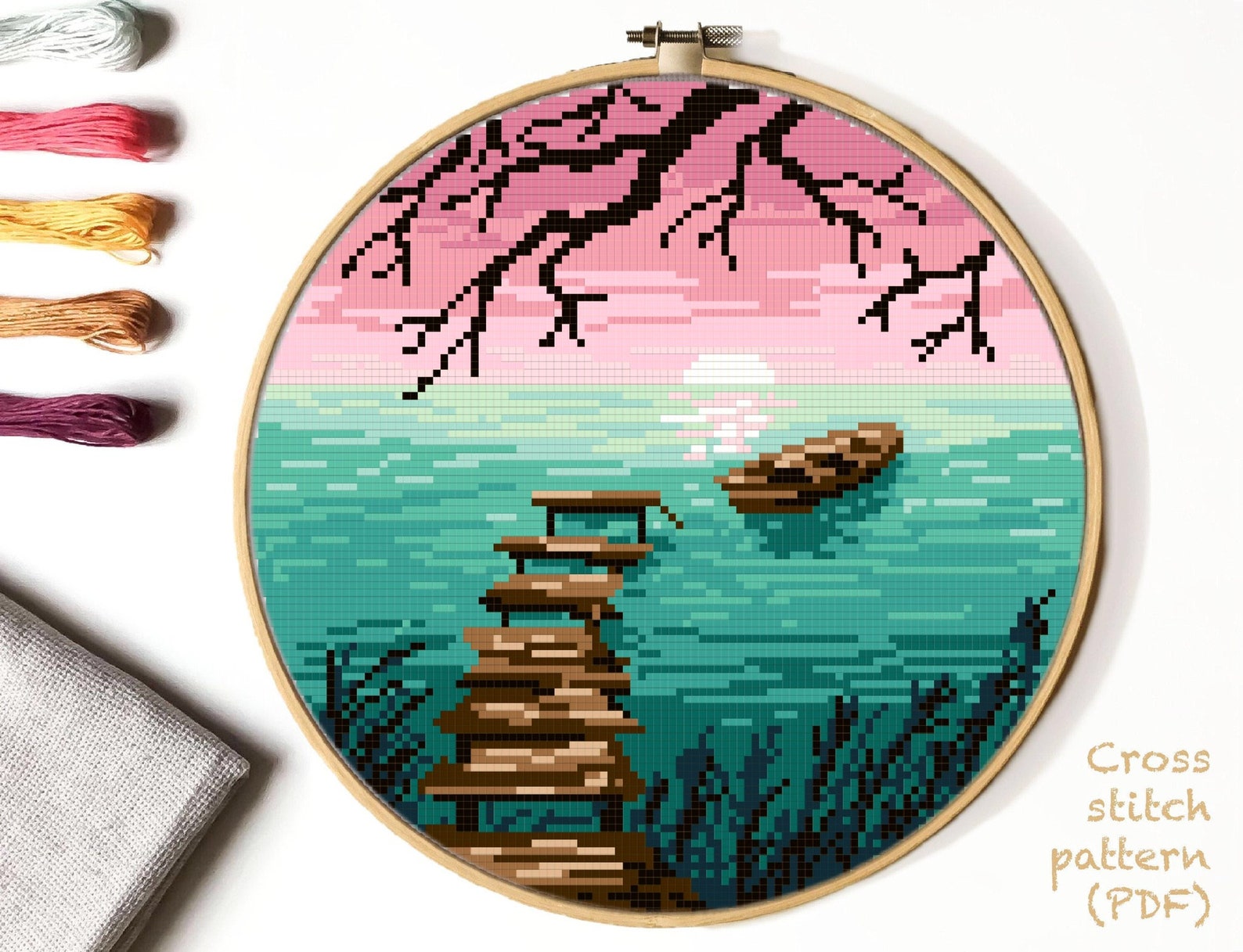 Landscape Modern Cross Stitch Pattern Cross Stitch Sunset - Etsy