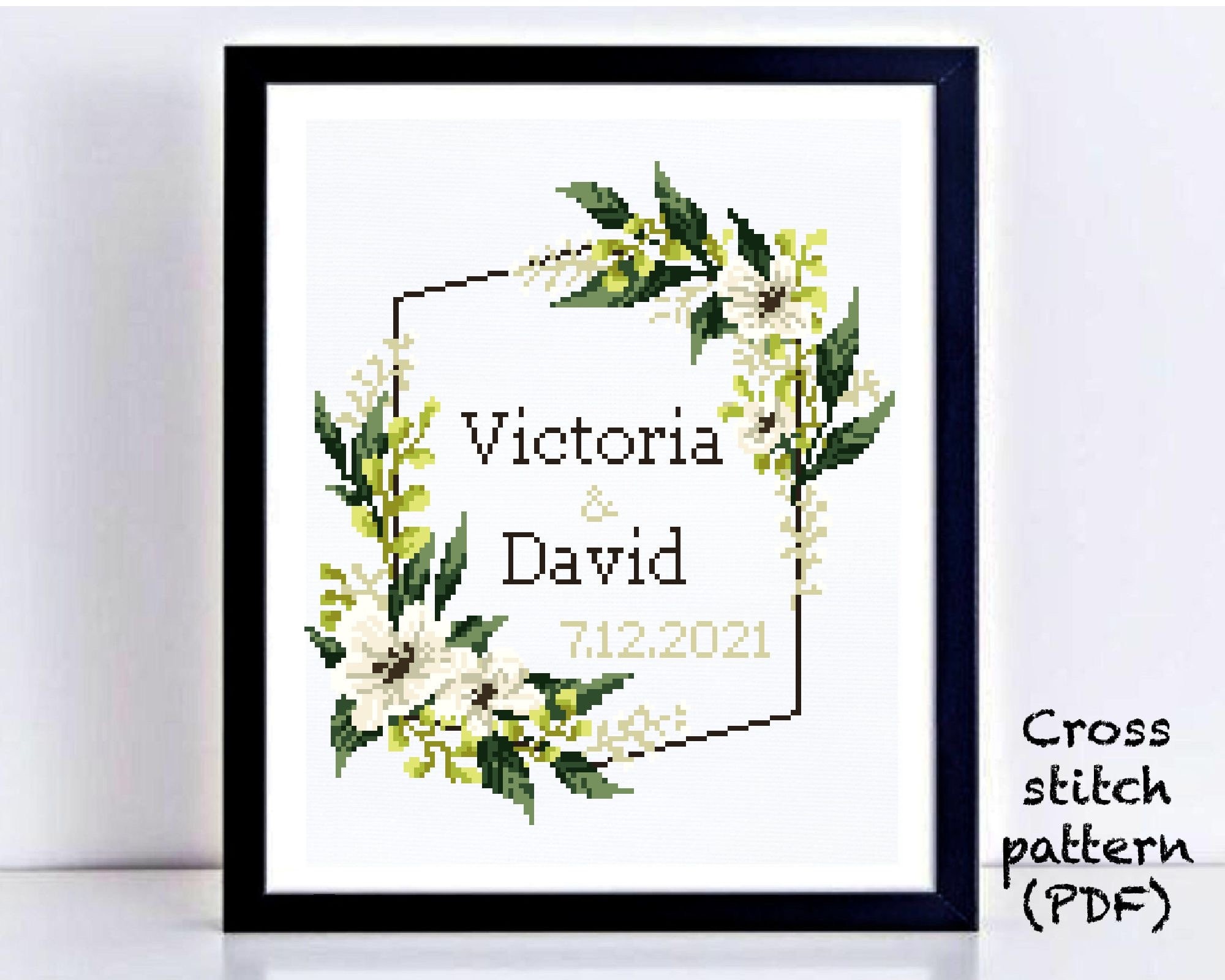 Wedding Modern Cross Stitch Pattern Personalized Customized - Etsy