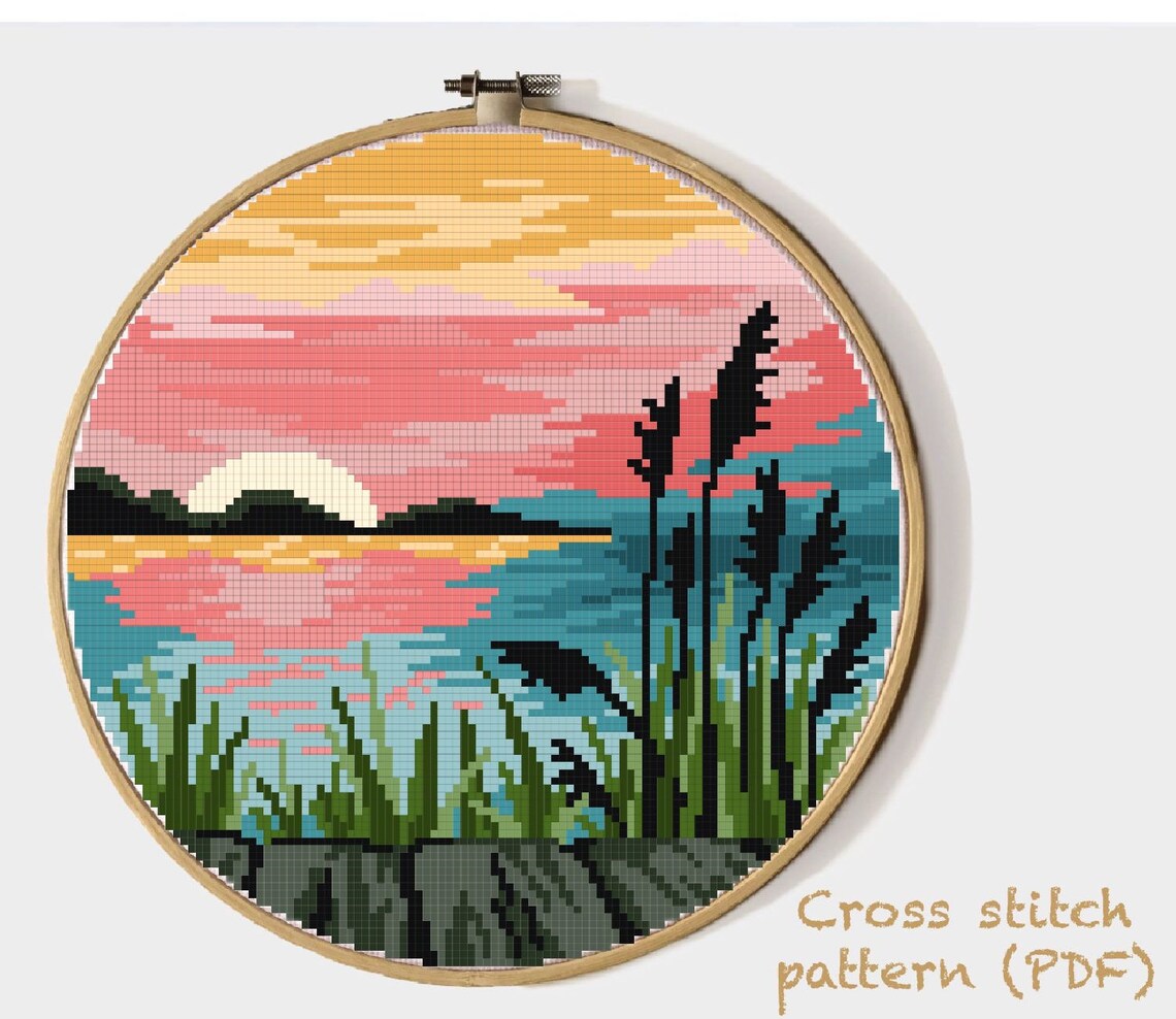 Landscape Modern Cross Stitch Pattern Nature Easy Counted | Etsy