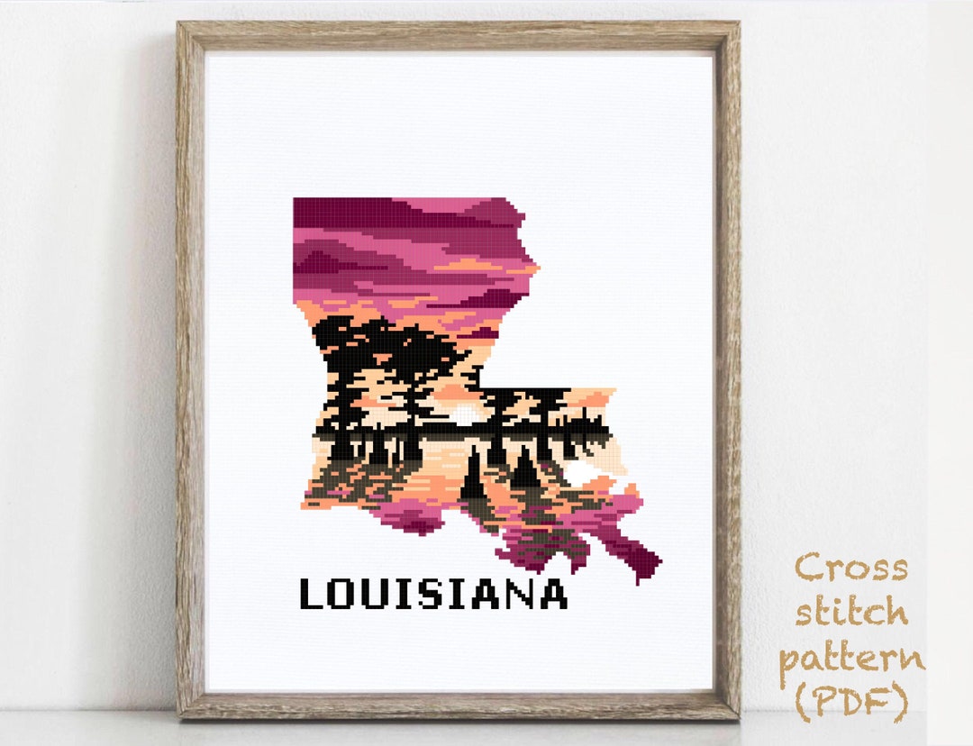 Louisiana State Modern Cross Stitch Pattern, Atchafalaya National ...