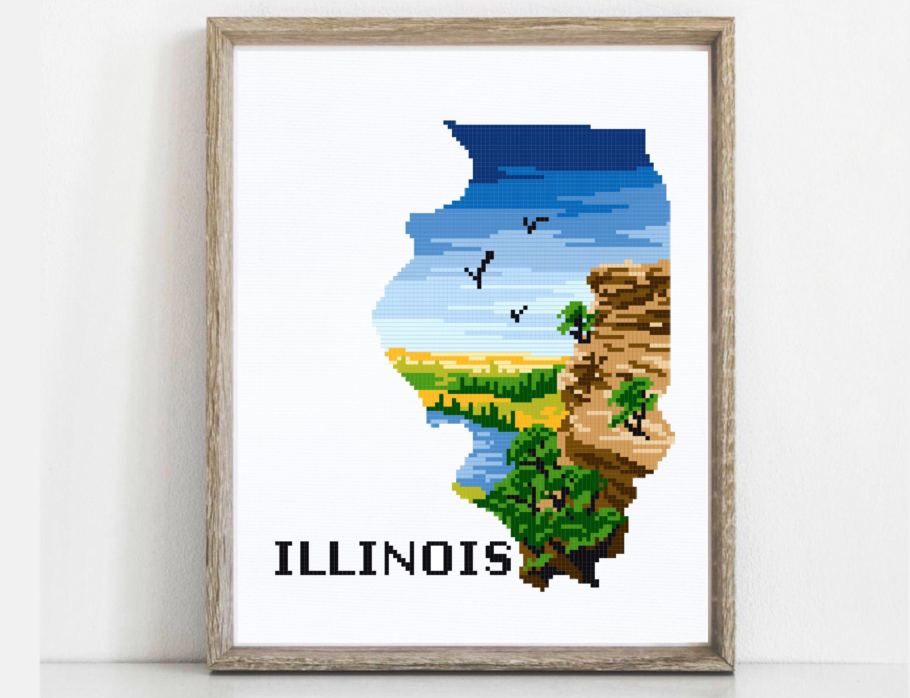 Illinois State Modern Cross Stitch Pattern Nature Counted - Etsy