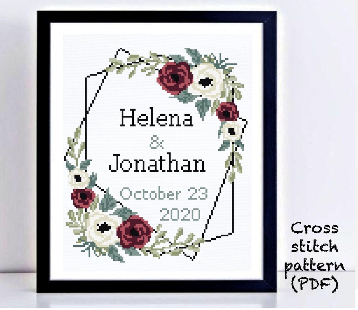 Wedding Modern Cross Stitch Pattern Personalized Customized | Etsy