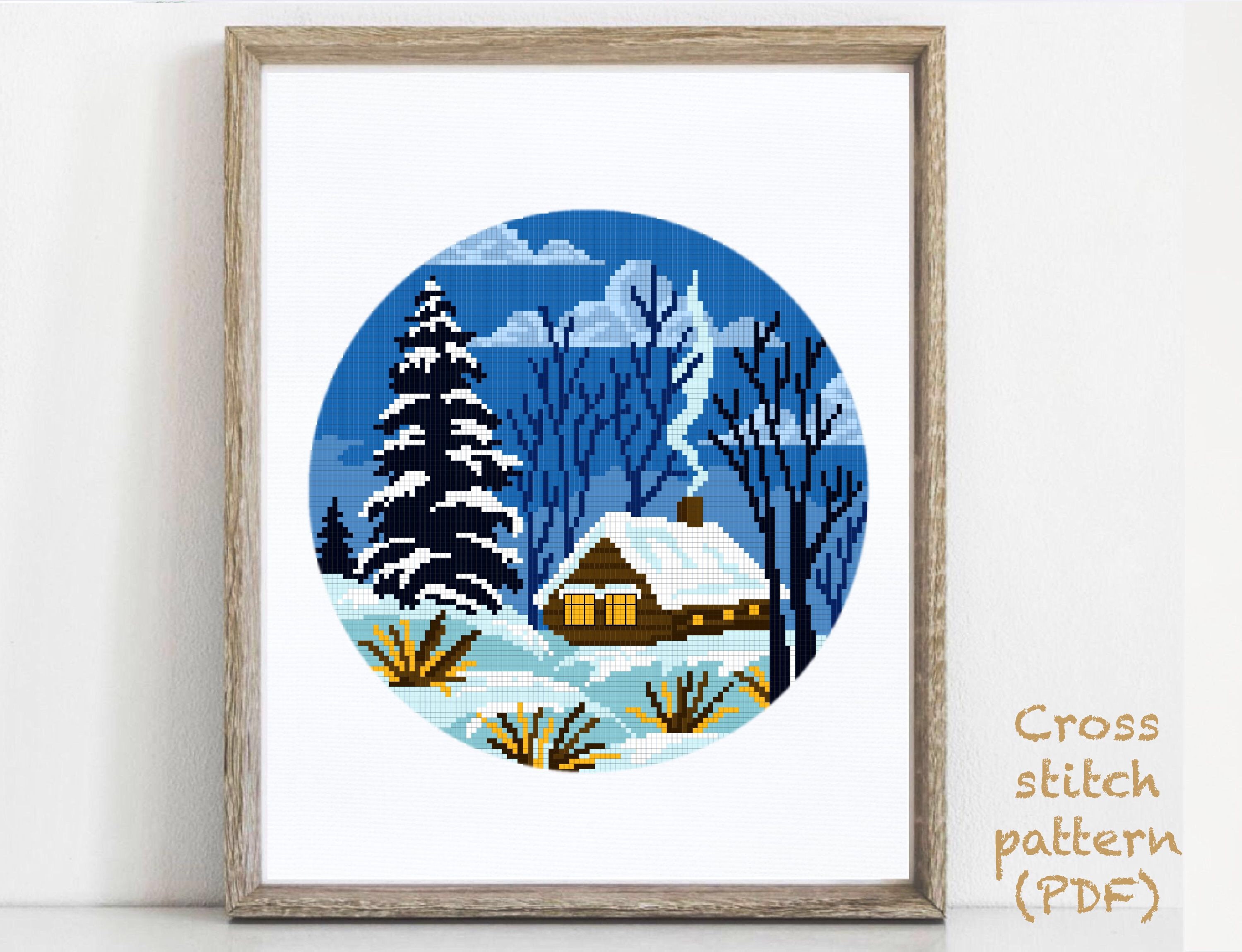 Winter Landscape Cross Stitch Pattern Nature Counted Cross | Etsy