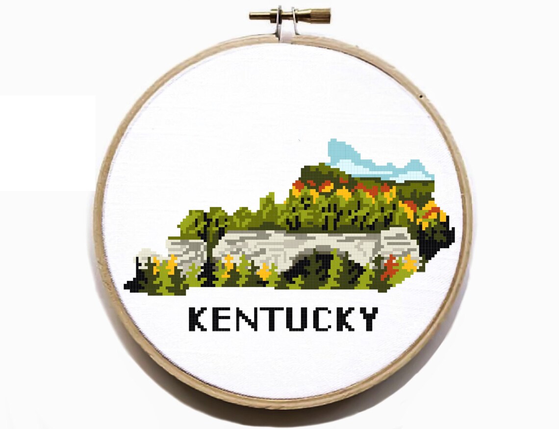 Kentucky State Modern Cross Stitch Pattern, Nature Counted Cross Stitch ...