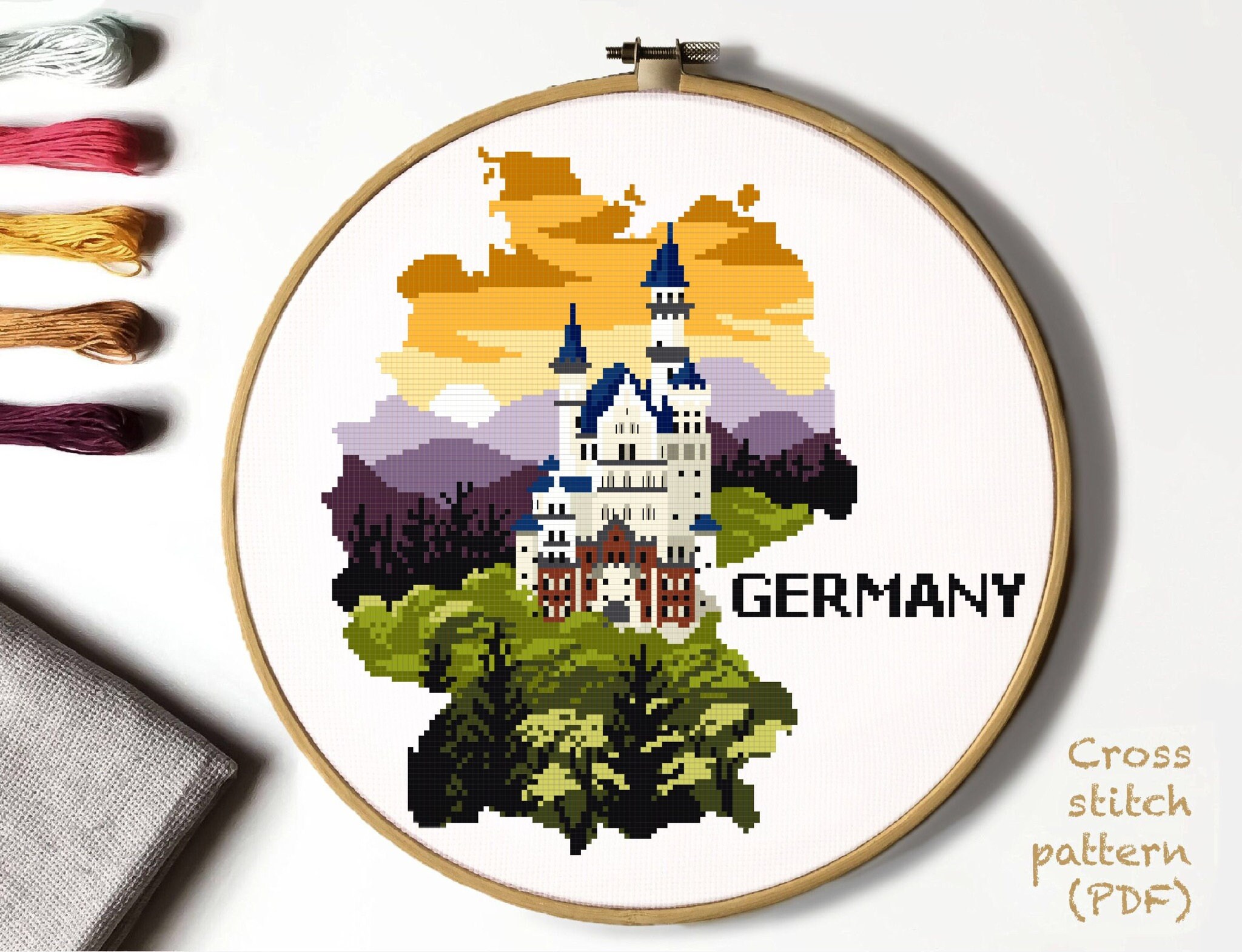 Germany Modern Cross Stitch Pattern Nature Easy Counted Cross - Etsy
