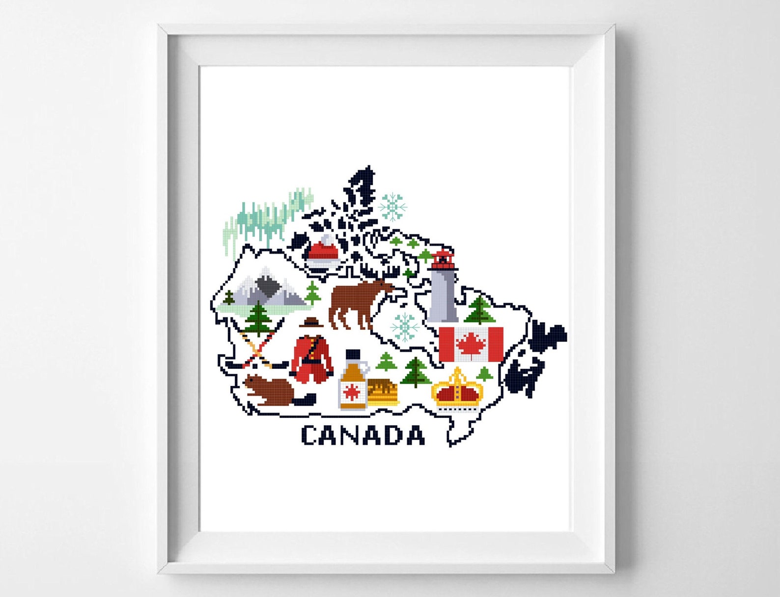 Canada Silhouette Modern Cross Stitch Pattern Nature Easy | Etsy