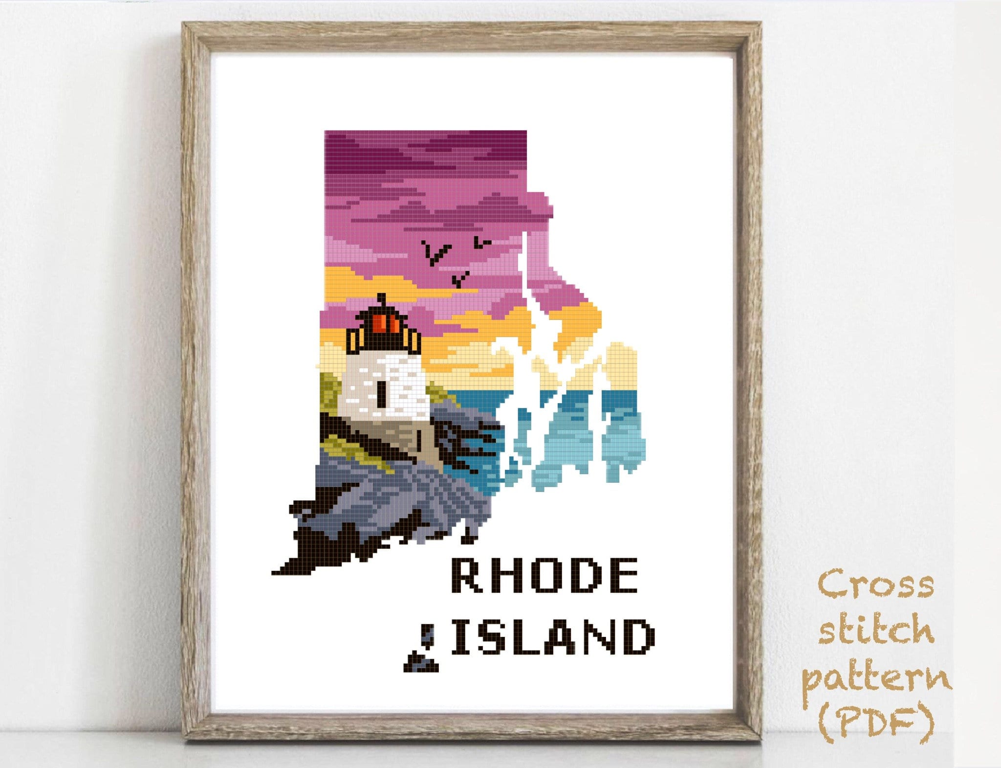 Rhode Island state US Modern Cross Stitch Pattern nature easy | Etsy