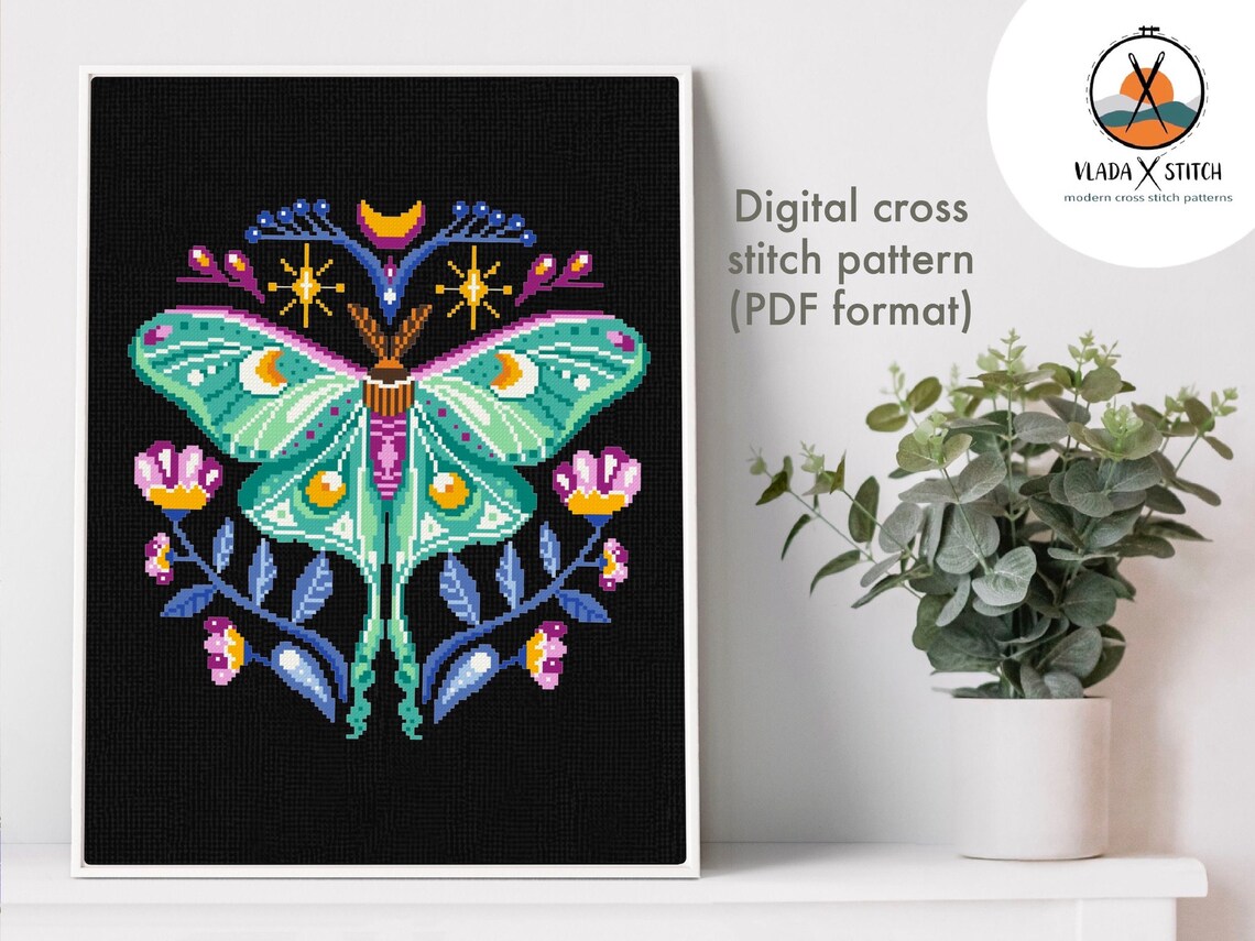 Moths Modern Cross Stitch Pattern Insect Cross Stitch - Etsy