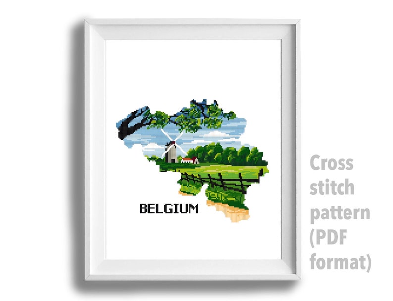 Belgium Modern Cross Stitch Pattern Cross Stitch Country - Etsy