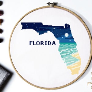 Florida State Modern Cross Stitch Pattern, Nature Counted Cross Stitch ...