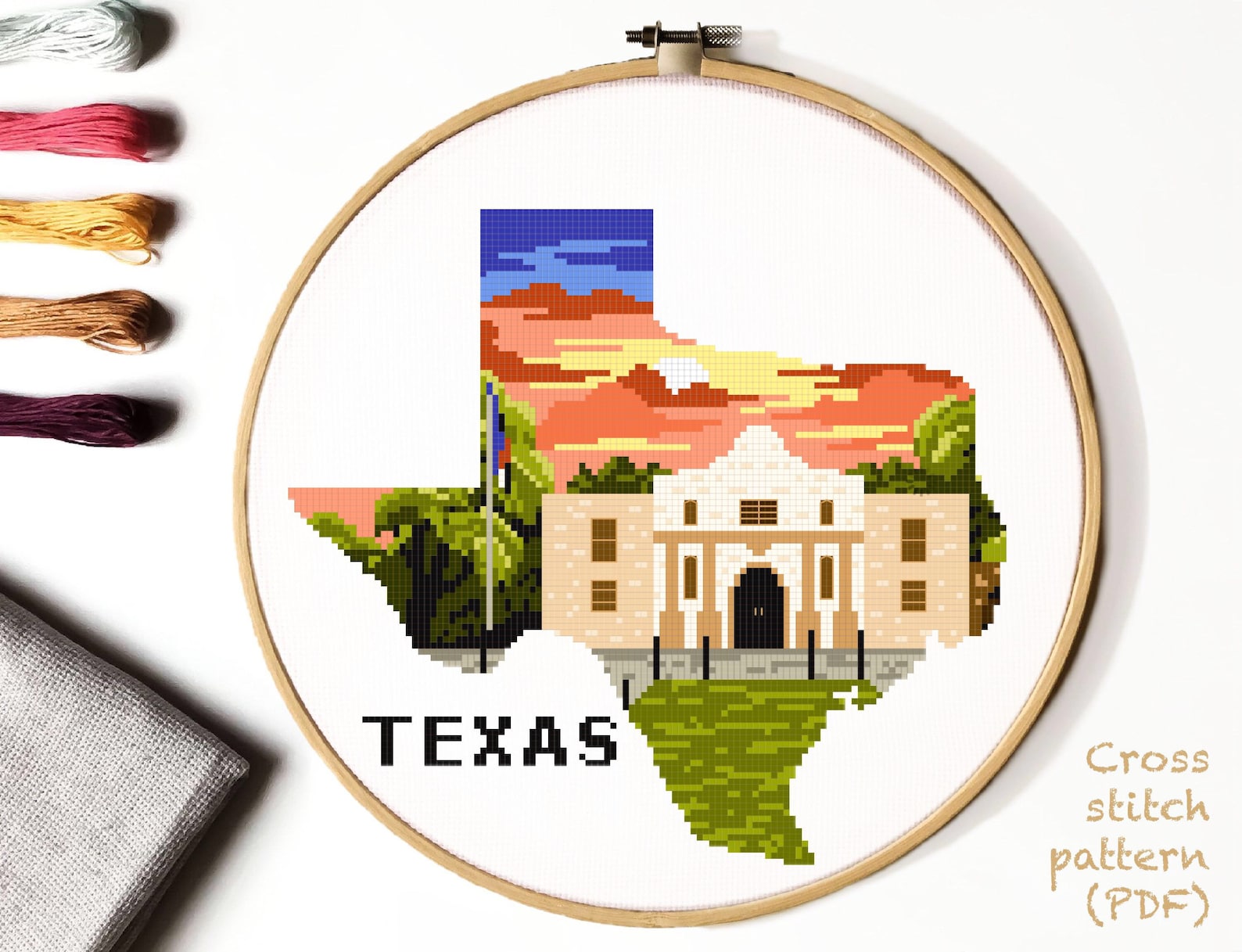Texas State Modern Cross Stitch Pattern Alamo Cross Stitch - Etsy