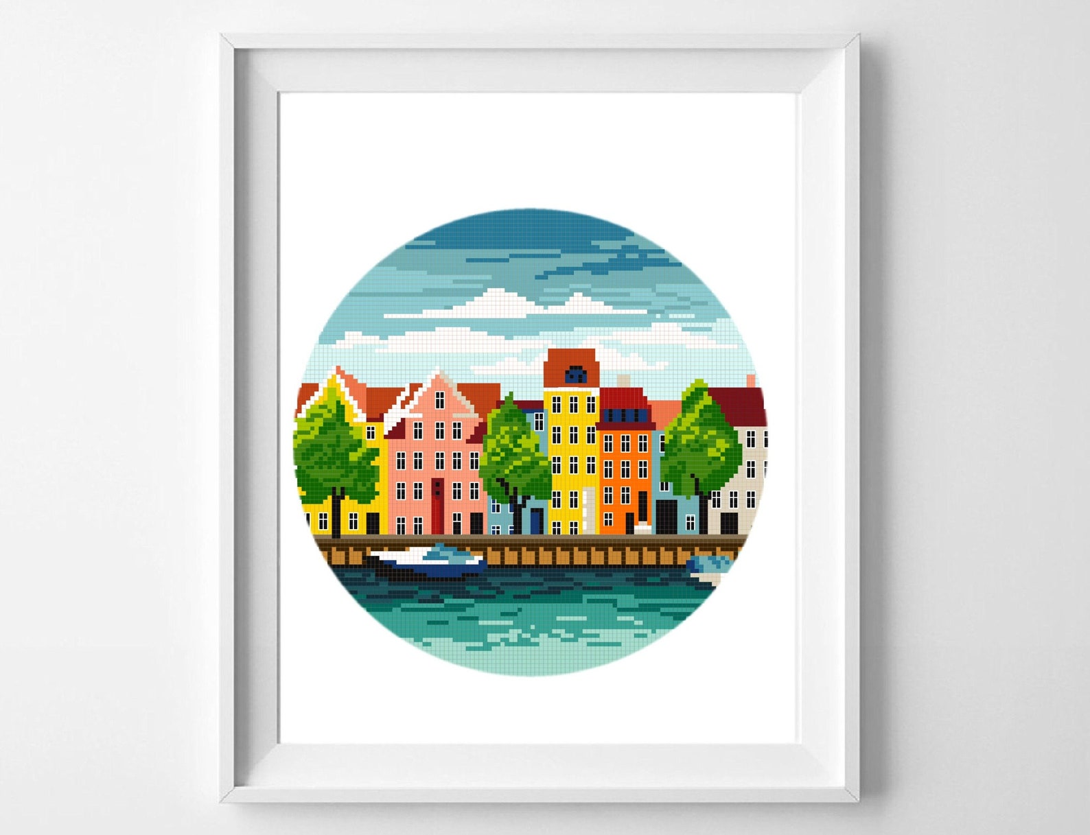 City Copenhagen Modern Cross Stitch Pattern, Denmark, Nature Easy ...