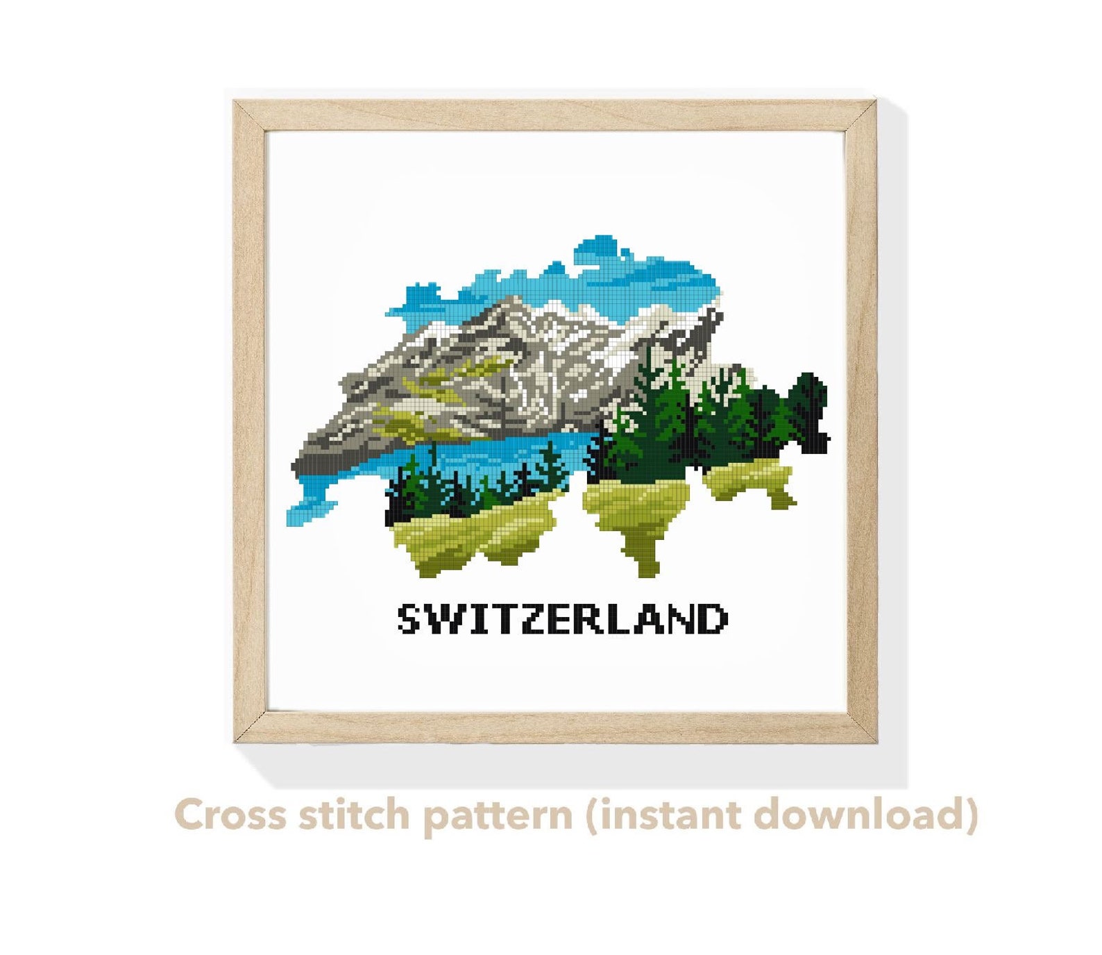 Silhouette Switzerland Modern Cross Stitch Pattern Mountains - Etsy