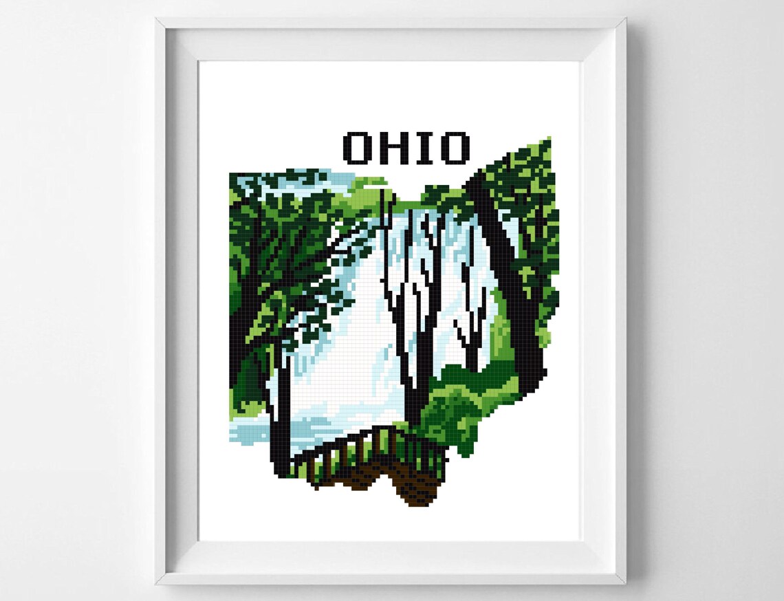 Ohio State Modern Cross Stitch Pattern Cuyahoga Valley | Etsy