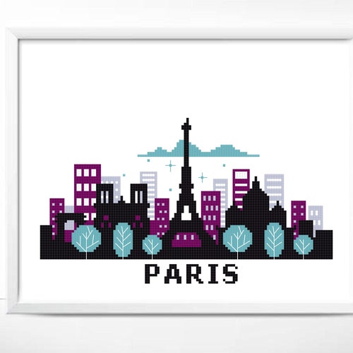 Paris City Modern Cross Stitch Pattern Easy Counted Cross - Etsy