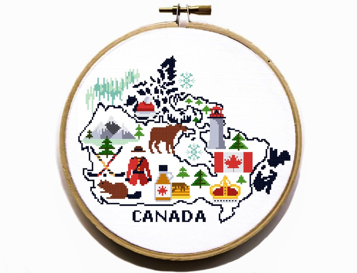 Canada Silhouette Modern Cross Stitch Pattern Nature Easy | Etsy