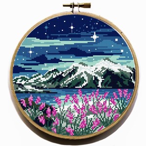 Landscape Modern Cross Stitch Pattern, Nature Easy Cross Stitch Chart ...