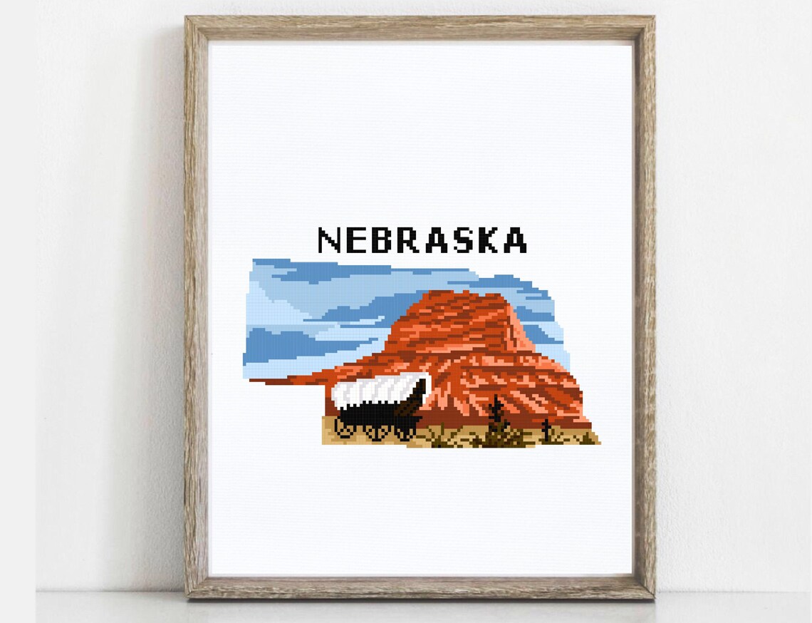 Nebraska State Modern Cross Stitch Pattern Nature Counted - Etsy
