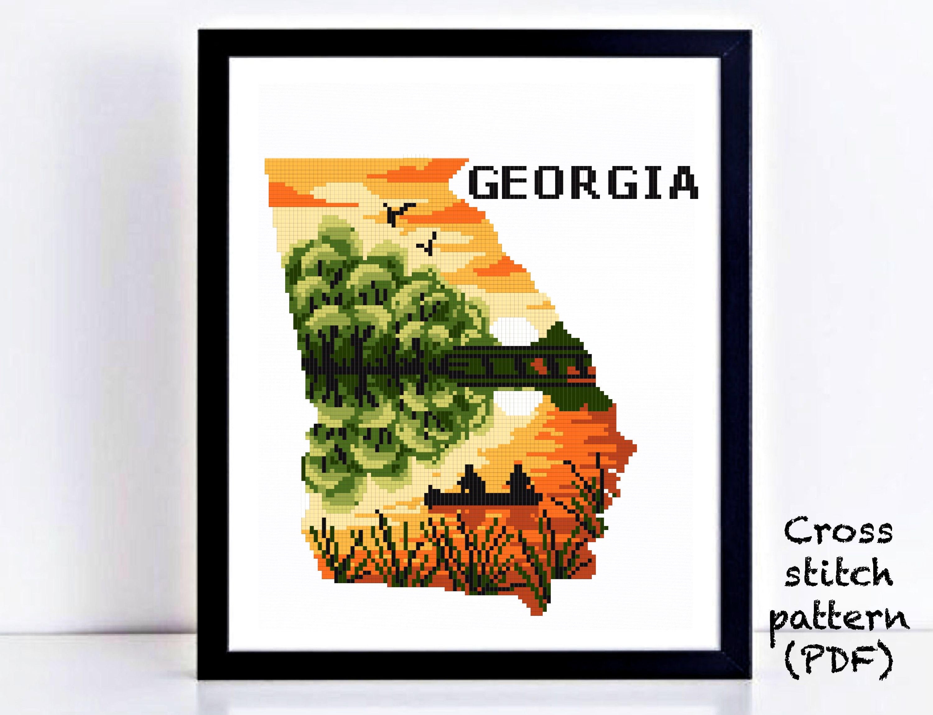Georgia US State Modern Cross Stitch Pattern Nature Counted - Etsy