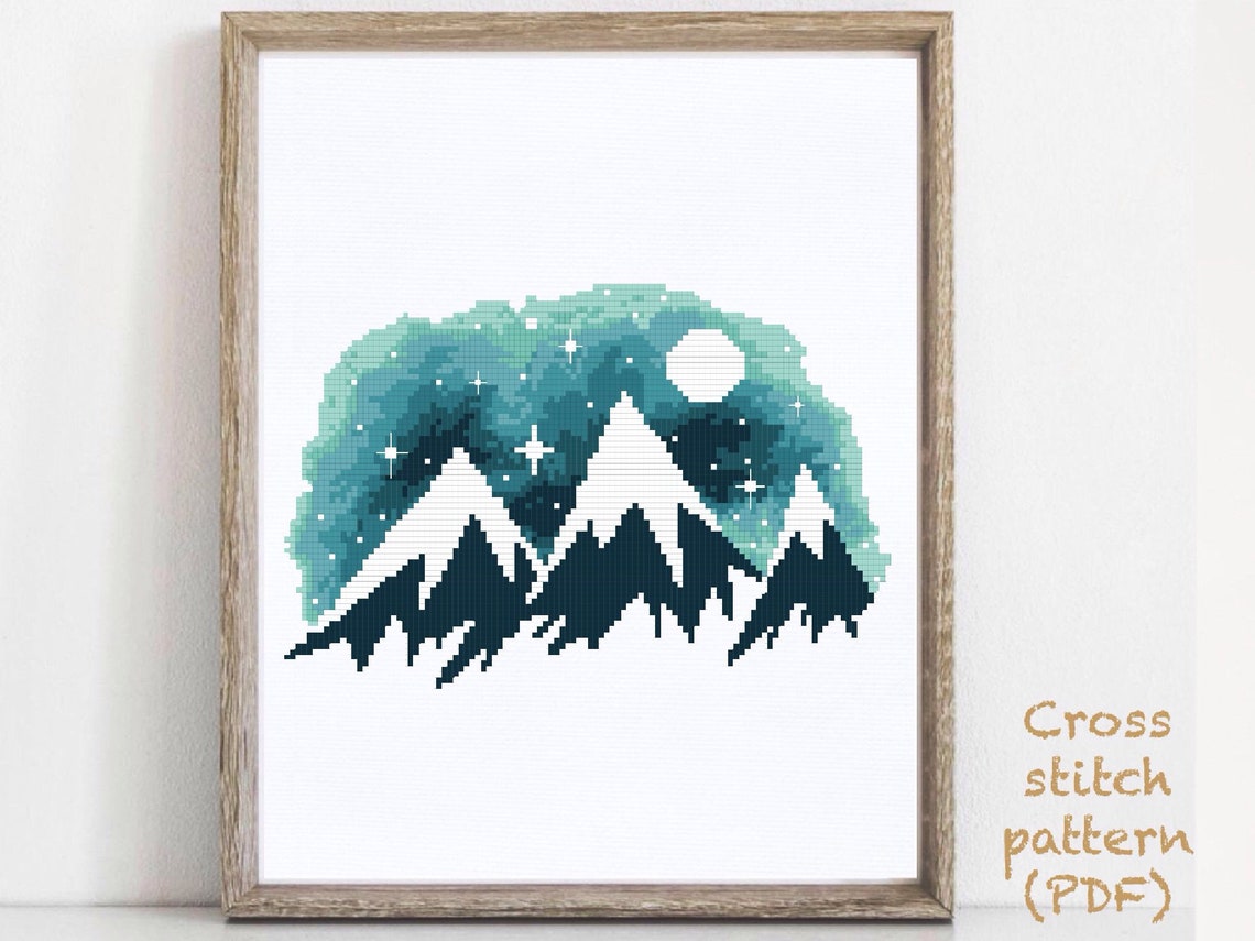 Mountains Modern Cross Stitch Pattern Landscape Counted Cross | Etsy