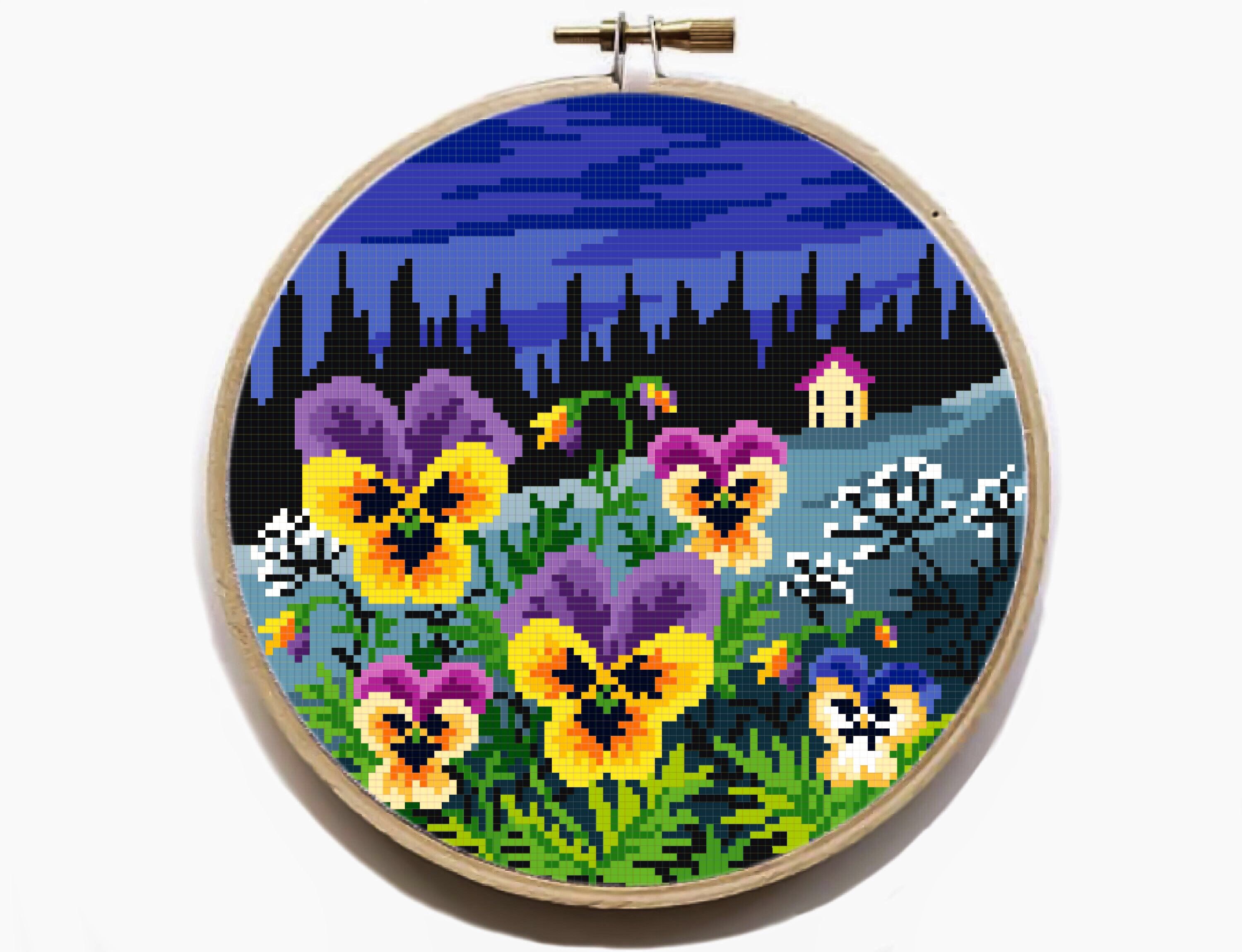 Nature Modern Cross Stitch Pattern, Flowers Counted Cross Stitch Chart ...