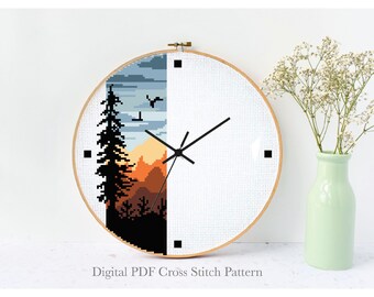 Cross Stitch Clock | Etsy