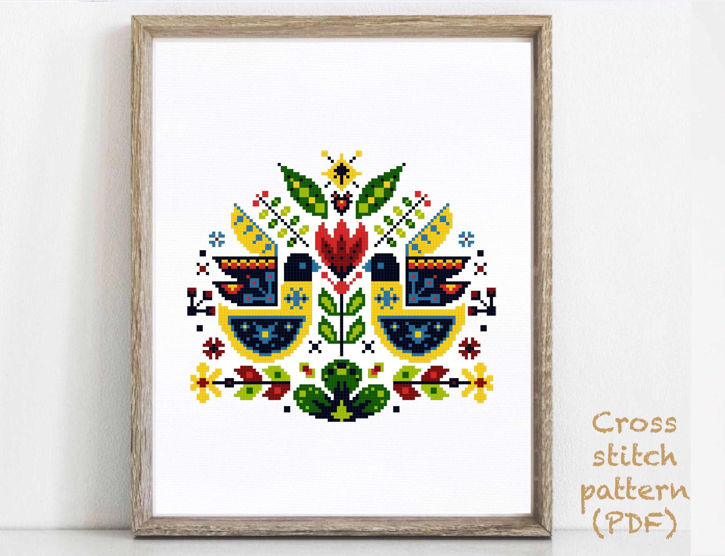 Folk Floral Modern Cross Stitch Pattern flower counted cross | Etsy