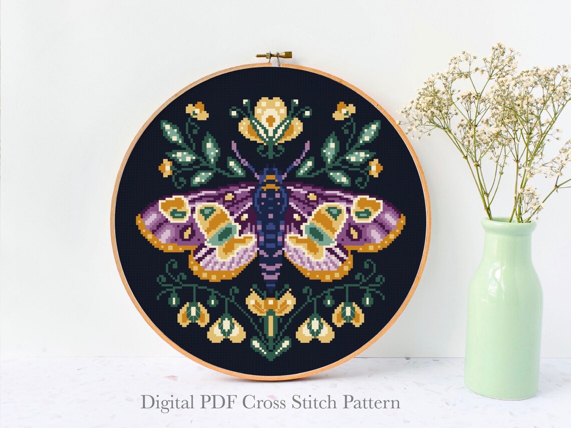 Moths Modern Cross Stitch Pattern Insect Cross Stitch - Etsy