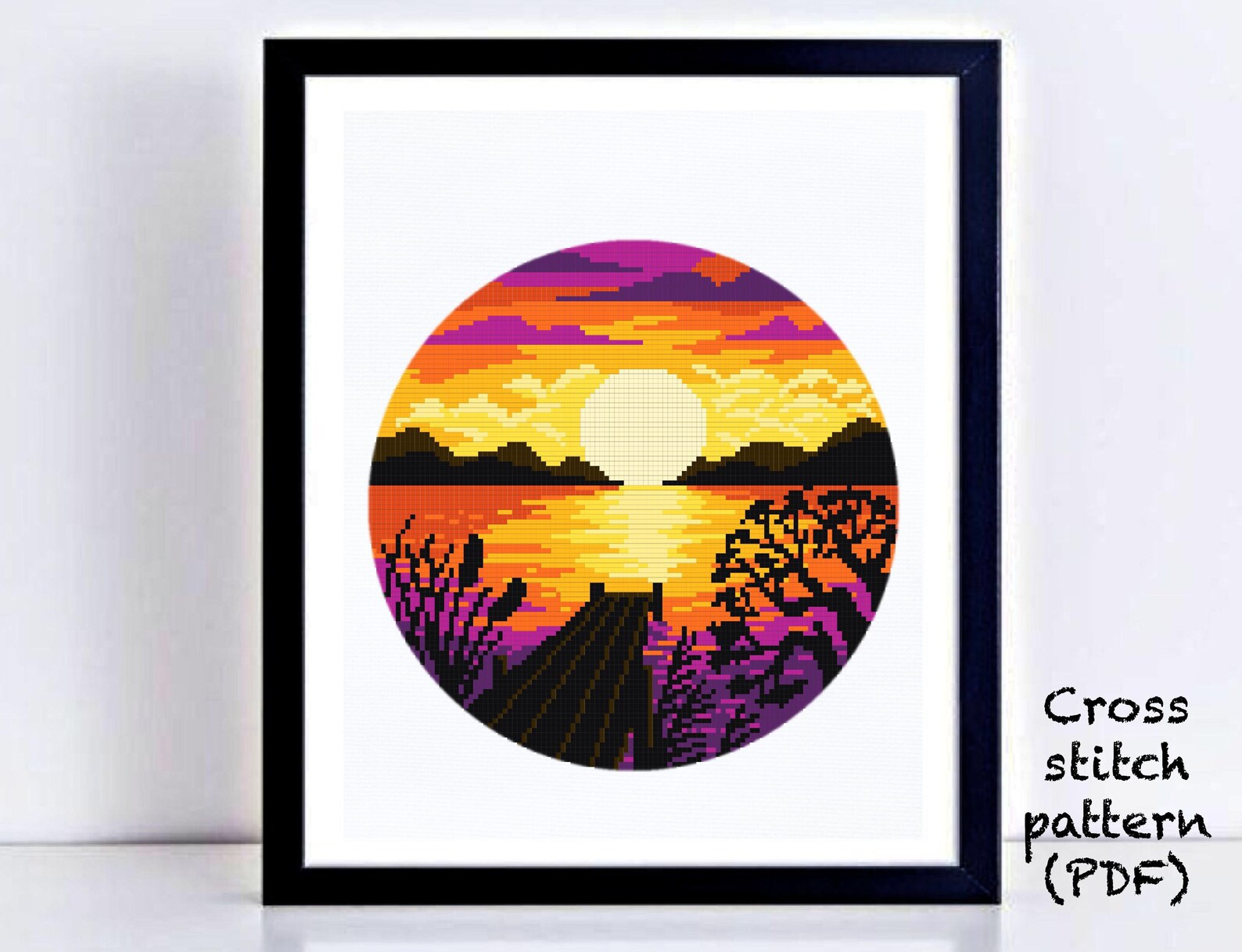 Sunset Cross Stitch Pattern Landscape Counted Cross Stitch | Etsy