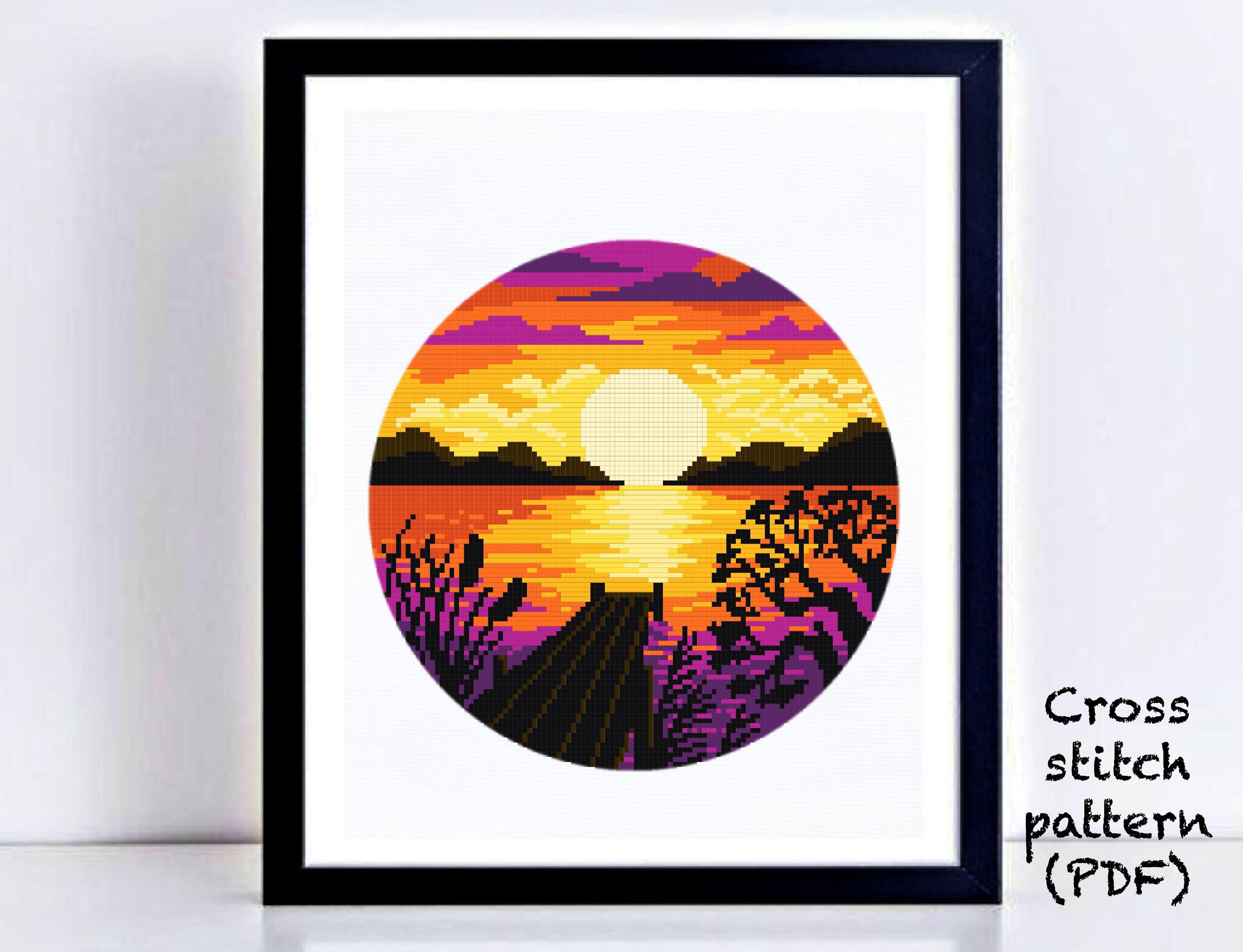 Sunset Cross Stitch Pattern Landscape Counted Cross Stitch - Etsy Canada