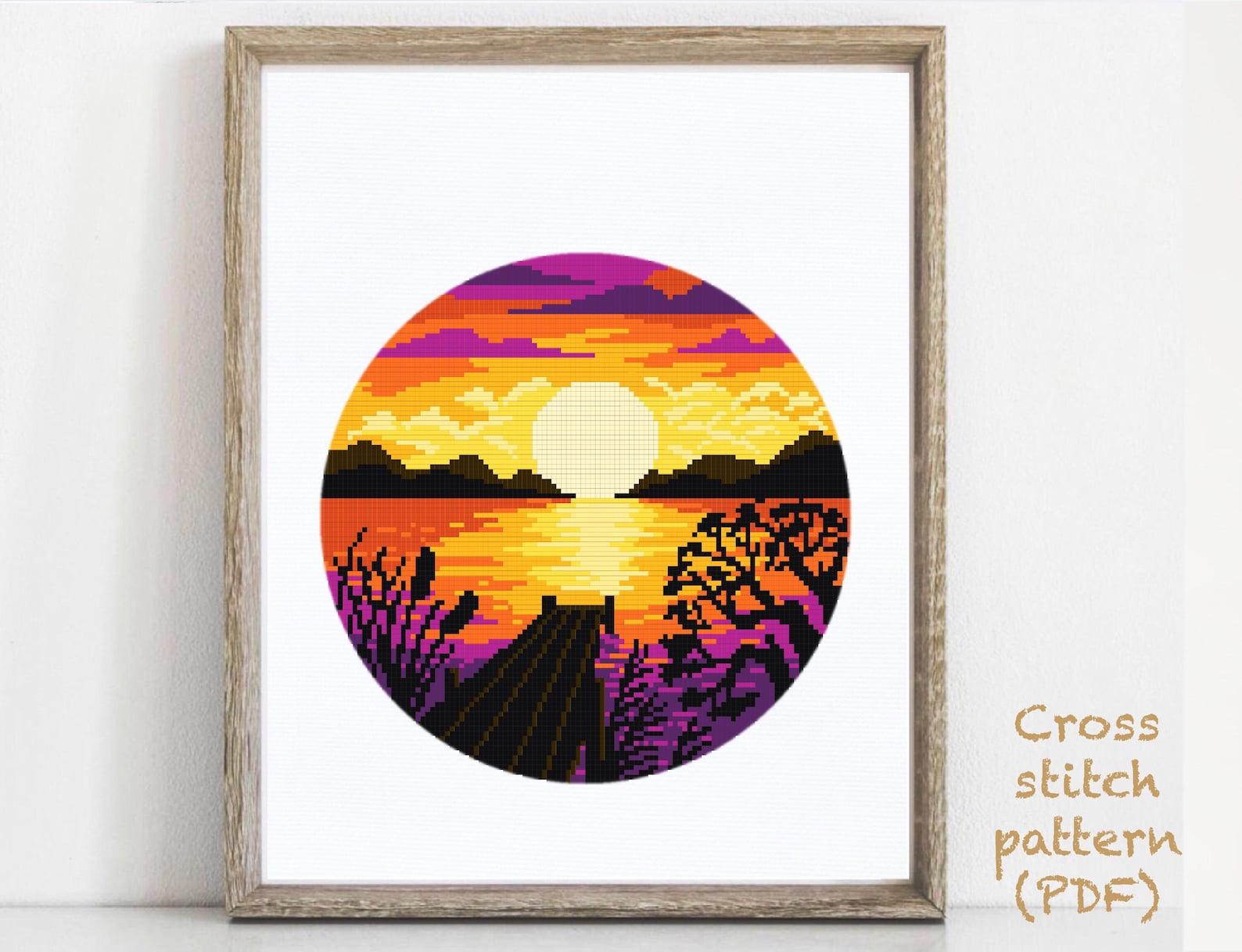 Sunset Cross Stitch Pattern Landscape Counted Cross Stitch | Etsy