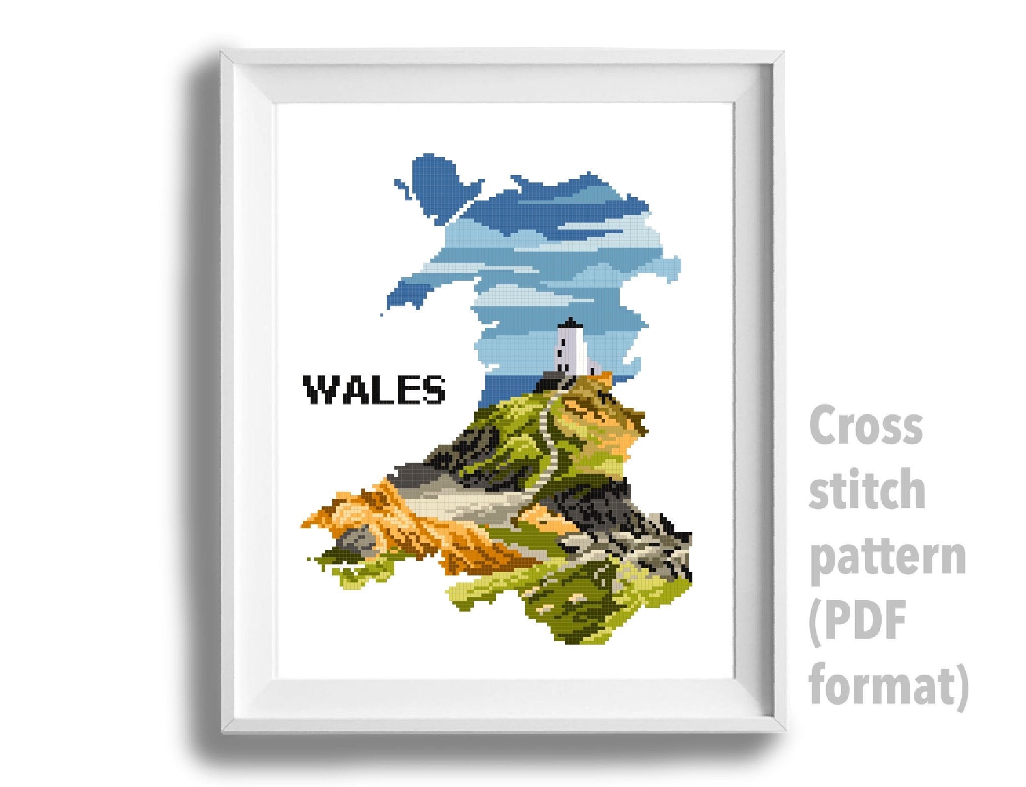 Wales Modern Cross Stitch Pattern Great Britain Country | Etsy