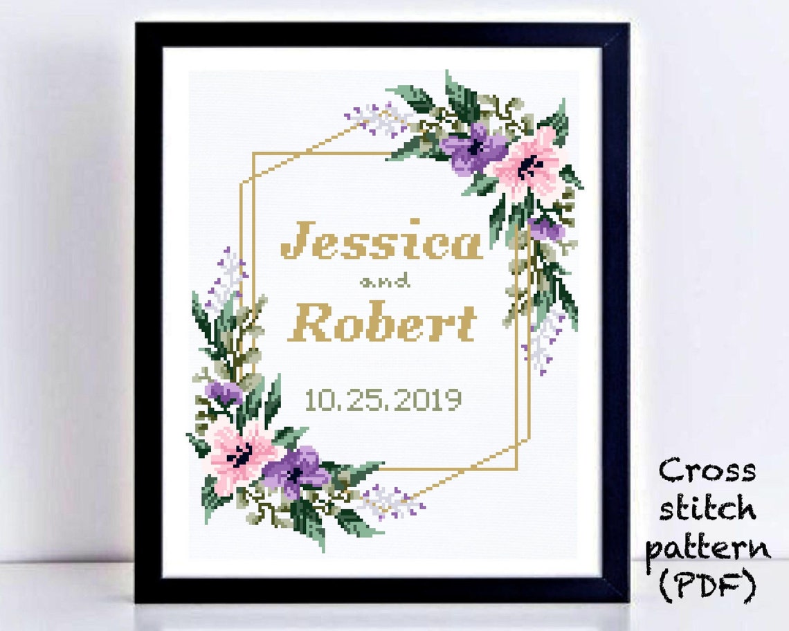 Wedding Modern Cross Stitch Pattern Personalized Counted - Etsy