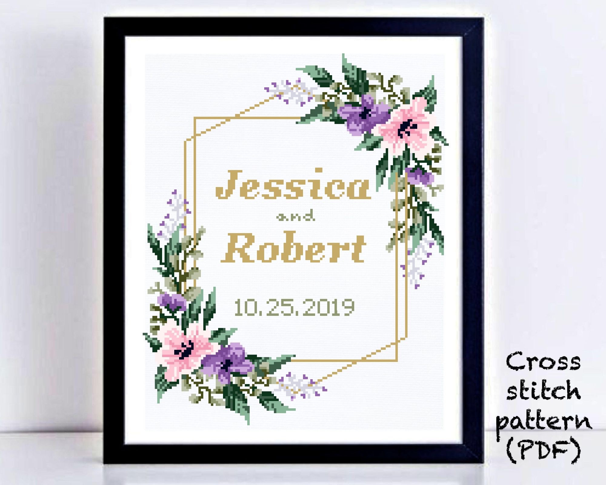Wedding Modern Cross Stitch Pattern Personalized Counted - Etsy
