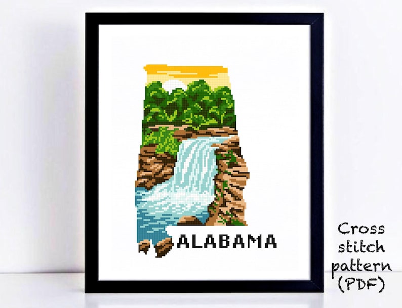 Alabama State Modern Cross Stitch Pattern, Little Rivercanyon National ...