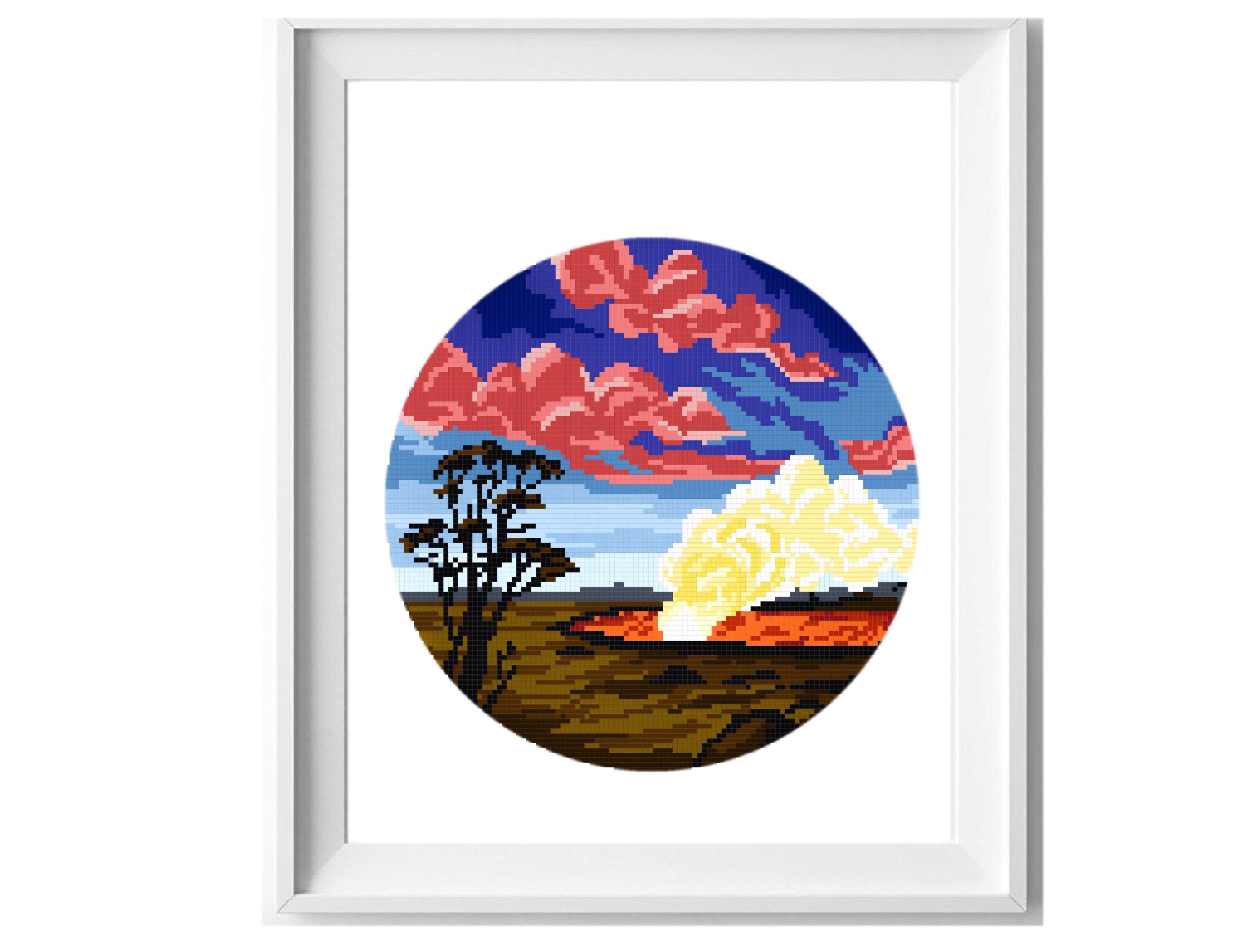 Hawaii Volcanoes National Park Modern Cross Stitch Pattern | Etsy