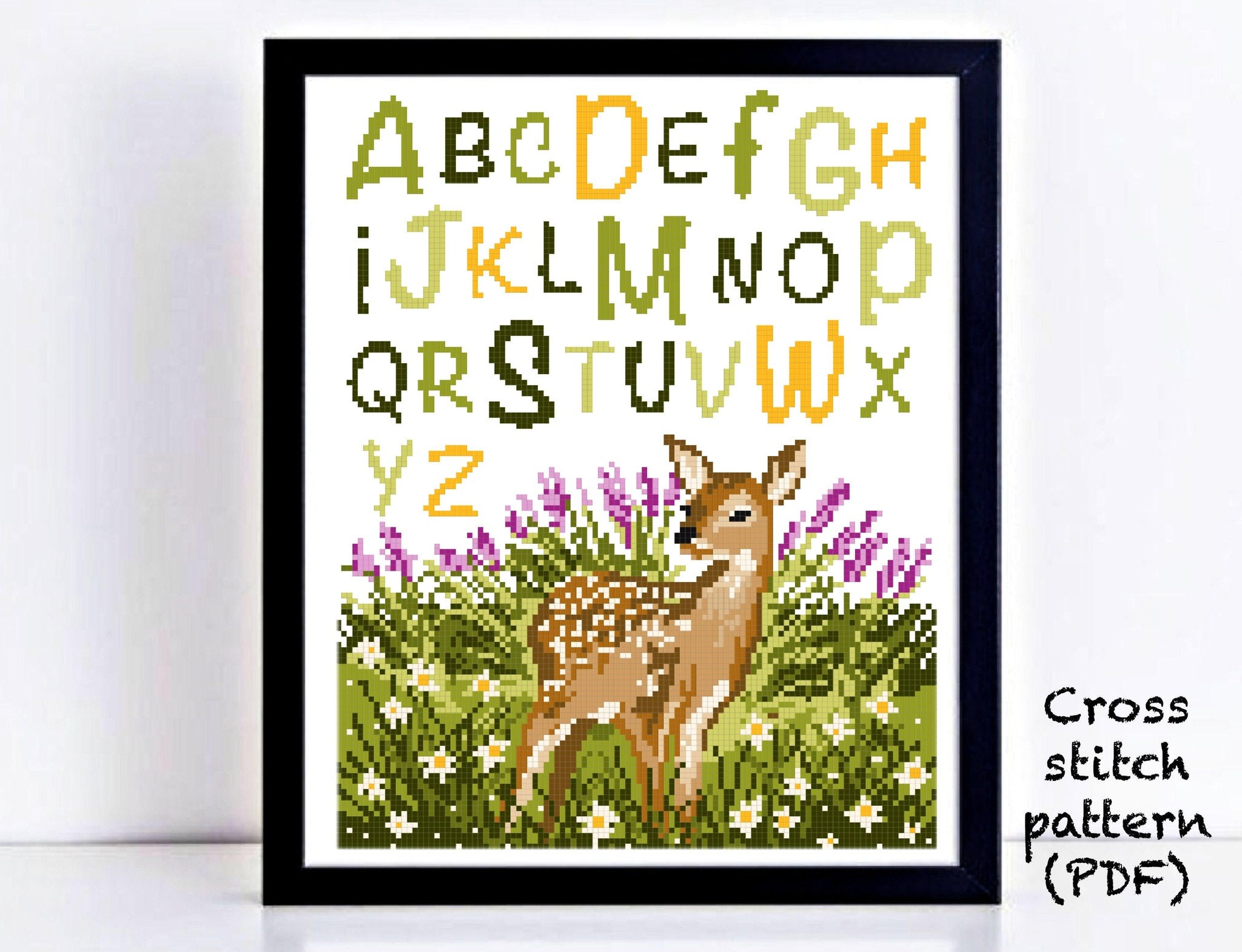 Alphabet Modern Cross Stitch Pattern Nature Easy Counted - Etsy