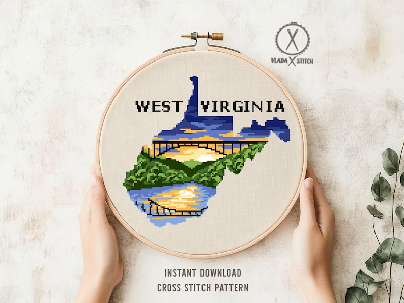 West Virginia Cross Stitch Pattern, Mountain Landscape (PDF Pattern - Etsy