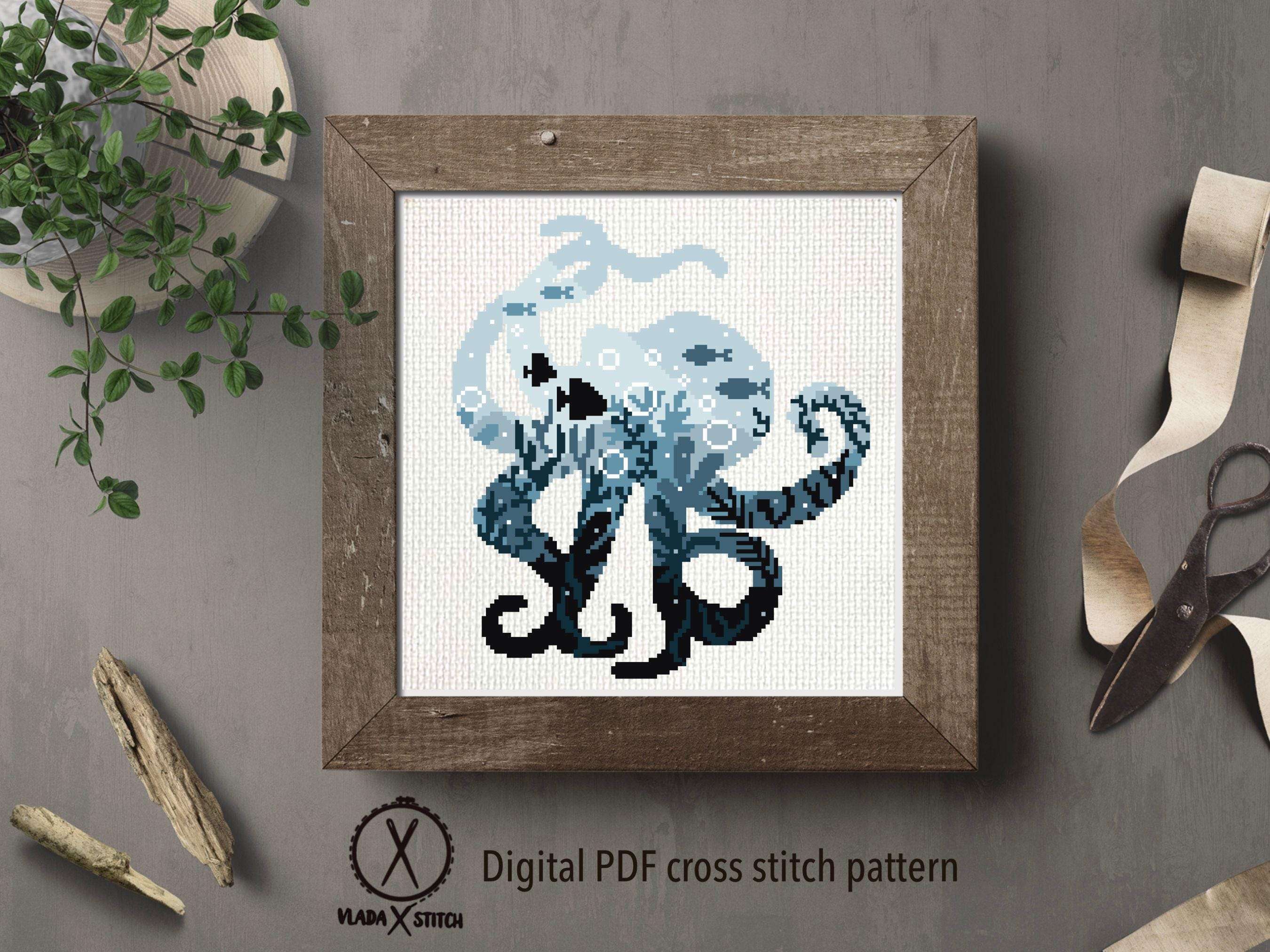 Octopus Cross Stitch Pattern, Ocean Animals, Sea Life, Modern ...