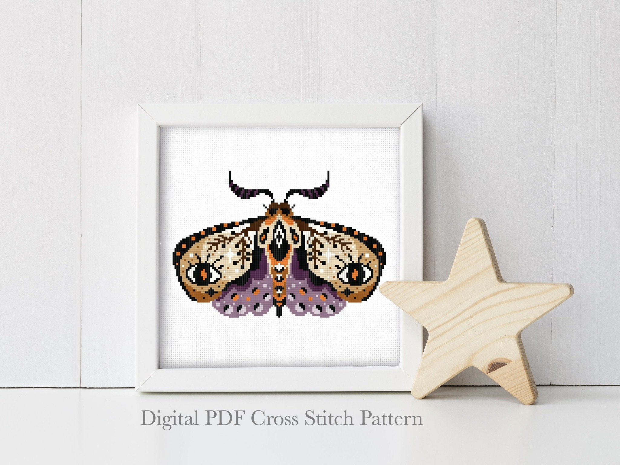 Set of 3 Moths Modern Cross Stitch Pattern Insects Instant - Etsy